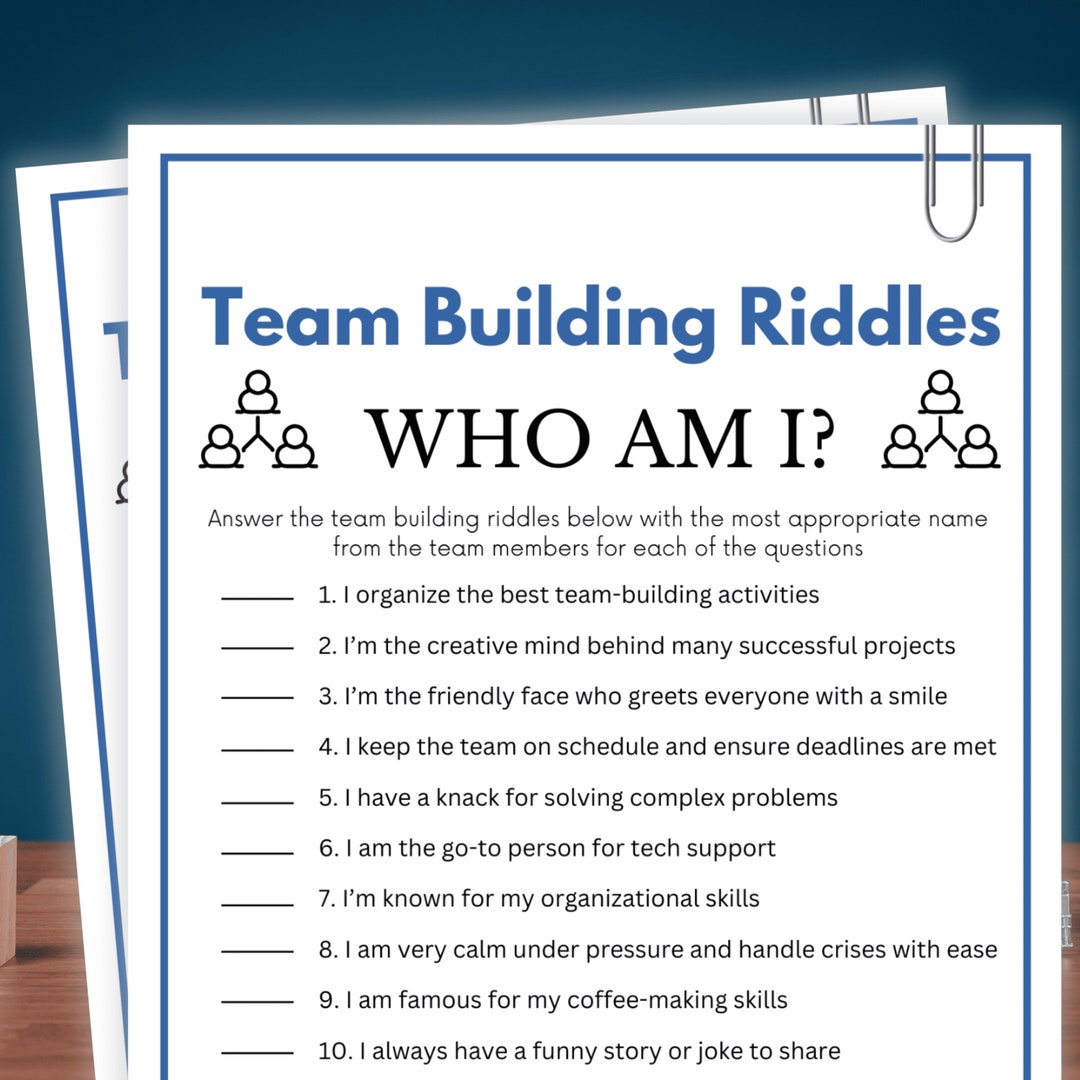 Team Building Games, Who Am I Riddles, Team Building Party Games, Team ...