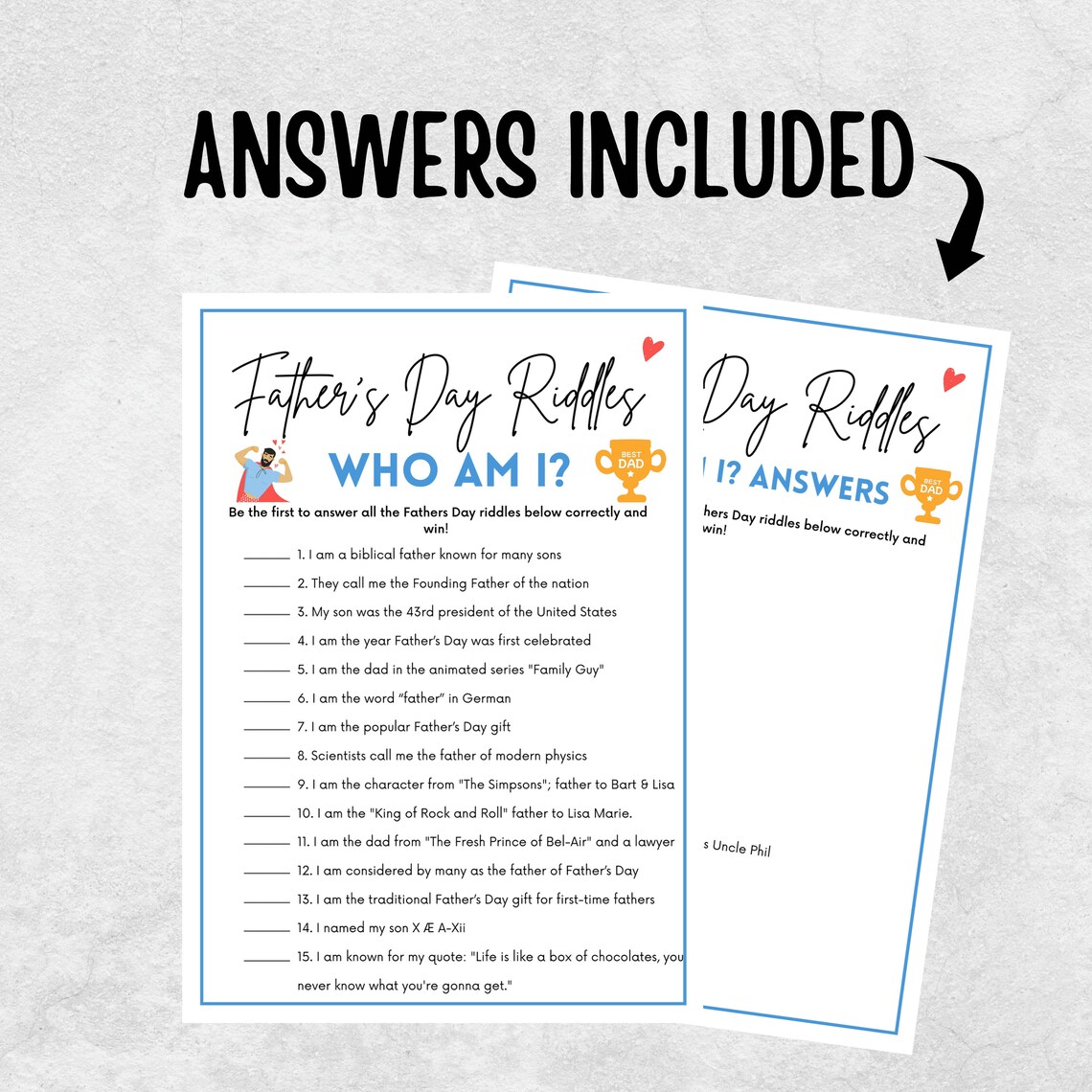 Fathers Day Games, Who Am I Riddles, Fathers Day Riddles, Fathers Day ...