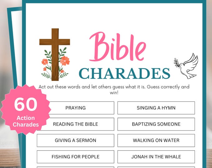 Bible Charades Cards Old Testament Game for Kids, Adults, Sunday School ...