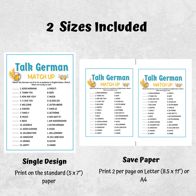 German Words Trivia, German Words Match Up, Oktoberfest Games ...