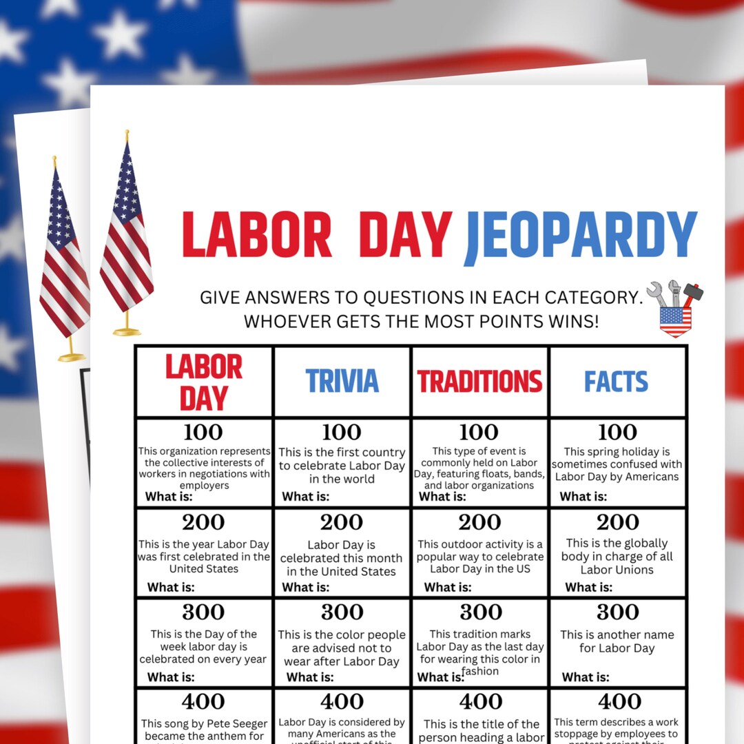 Labor Day Trivia, Jeopardy, Labor Day Games, Labor Day Party Games ...