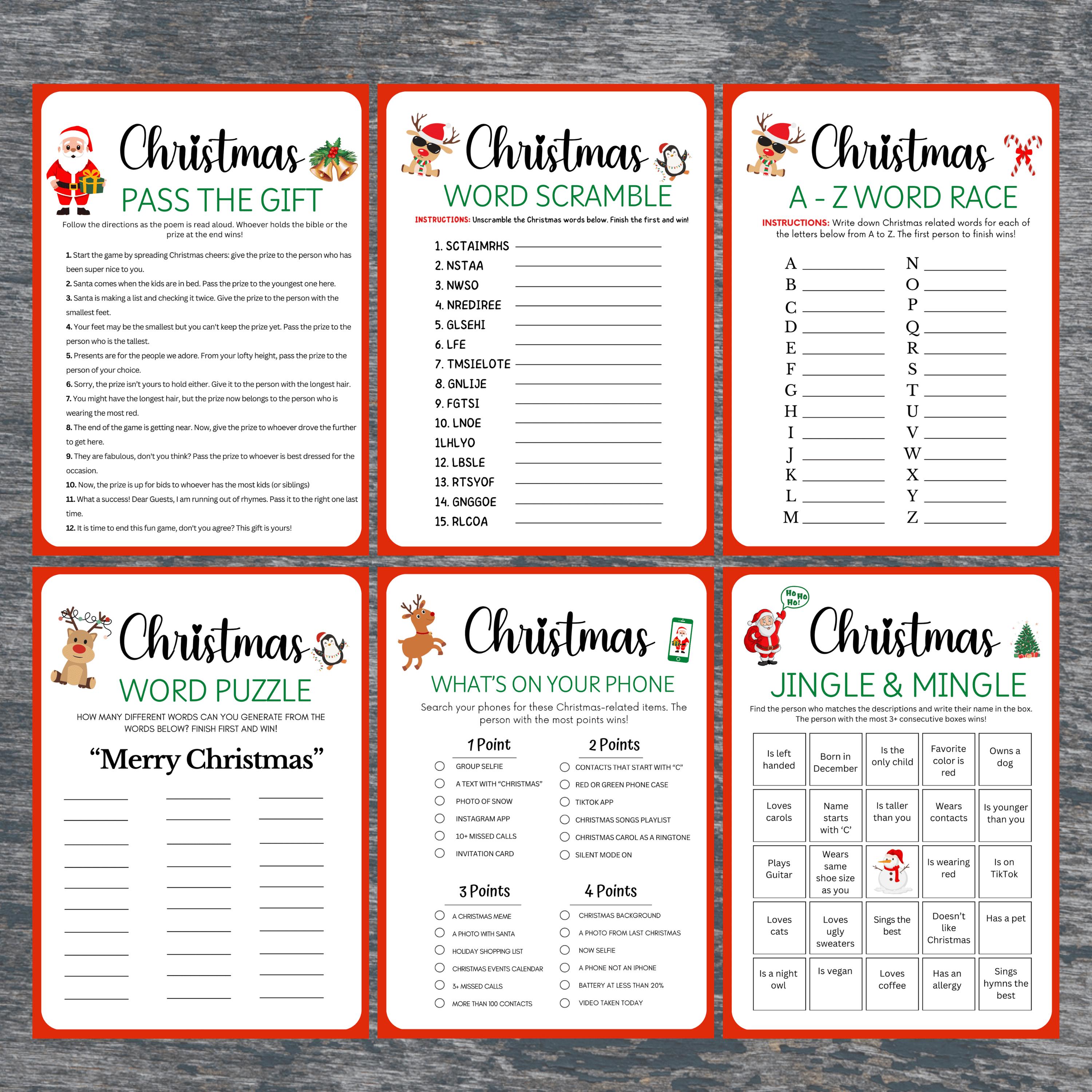 Christmas Games, 50 Game SUPER Bundle, Christmas Party Games, Holiday ...