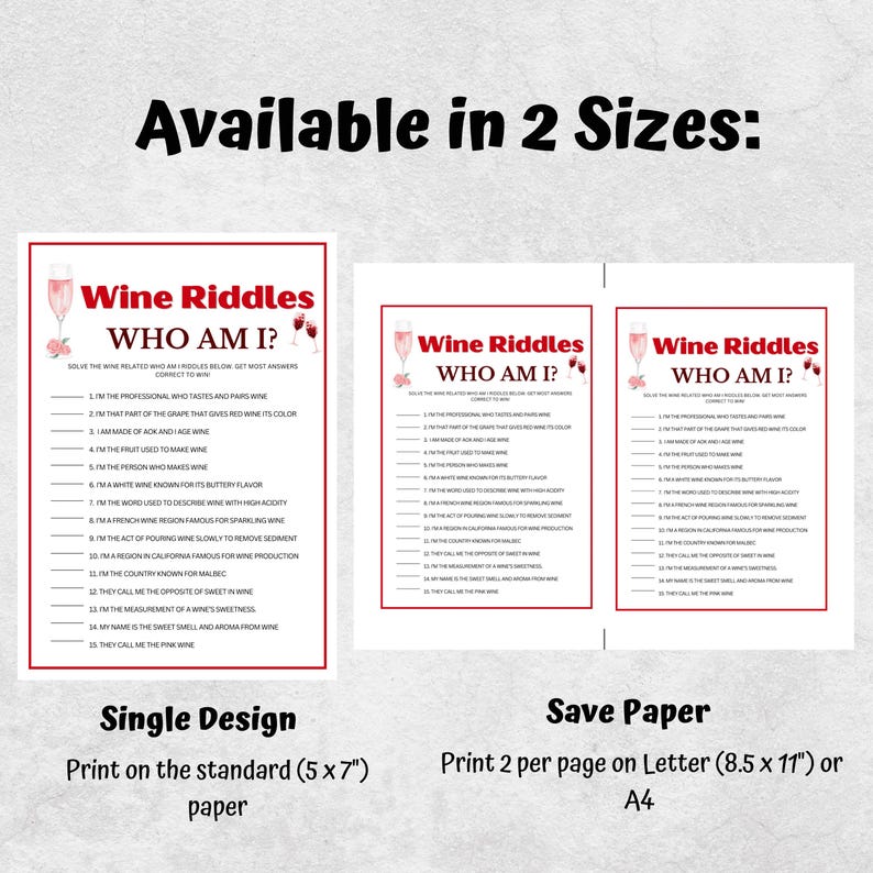 Wine Party Who Am I Riddles, Wine Party Games, Wine Games, Wine Tasting ...