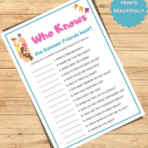 Summer Games, Who Knows the Summer Friends Best?, Summer Party Games ...