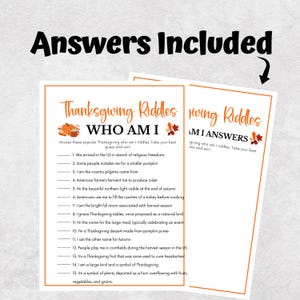 Thanksgiving Who Am I Riddles, Thanksgiving Games, Thanksgiving Party ...
