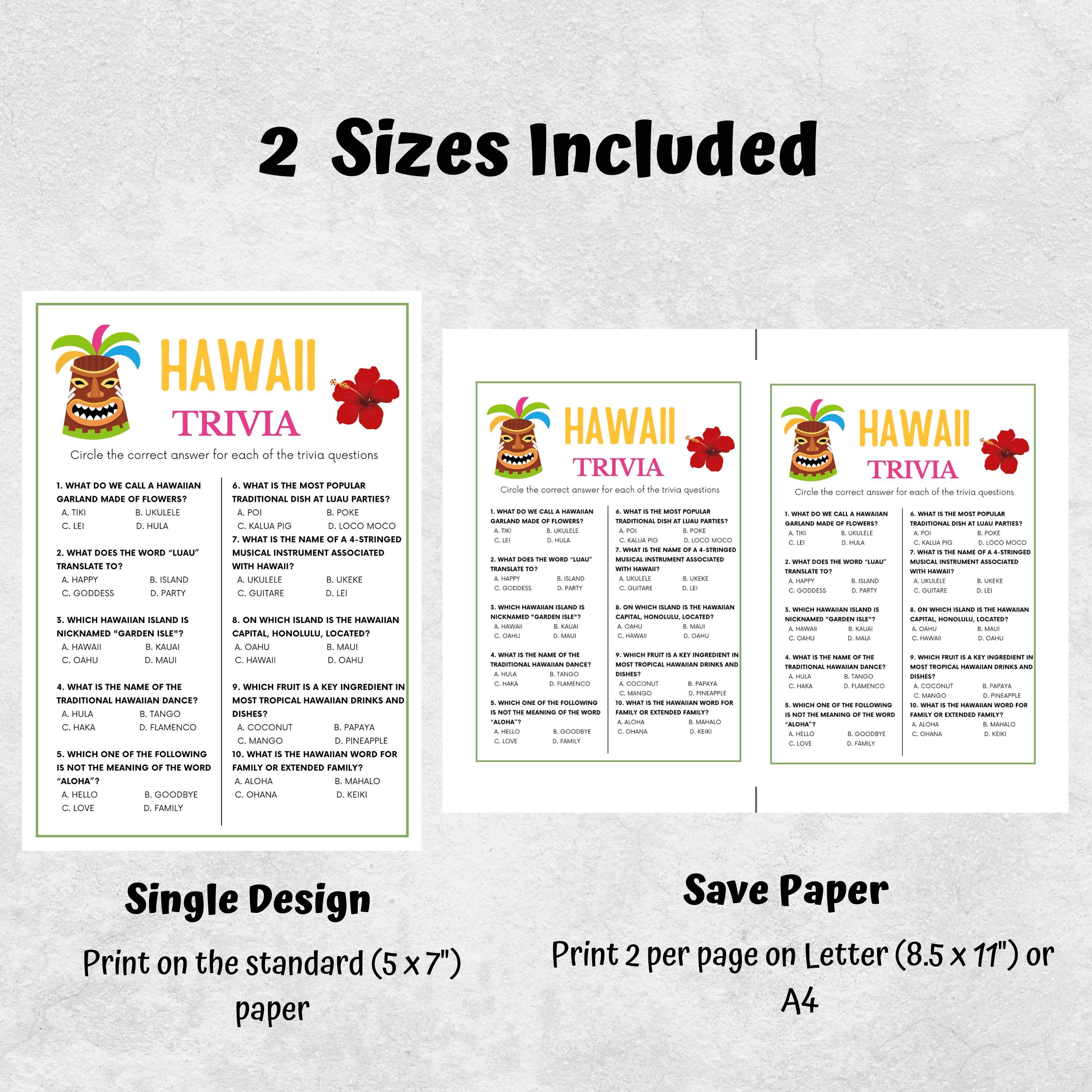 Luau Games, Hawaiia Trivia, Luau Party Games, Hawaiian Party Games ...