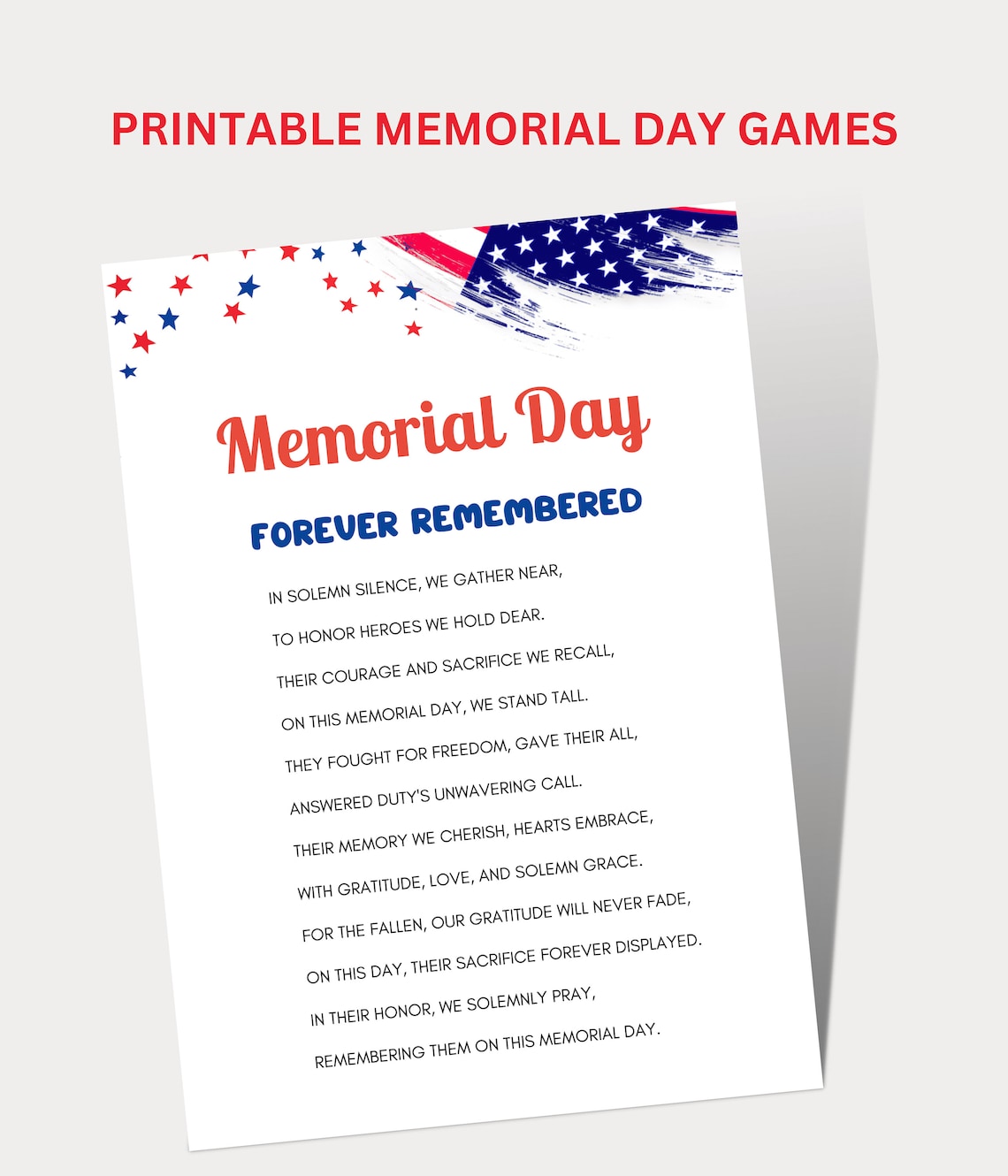 Memorial Day Poem, Memorial Day Games, Memorial Day Party Games ...