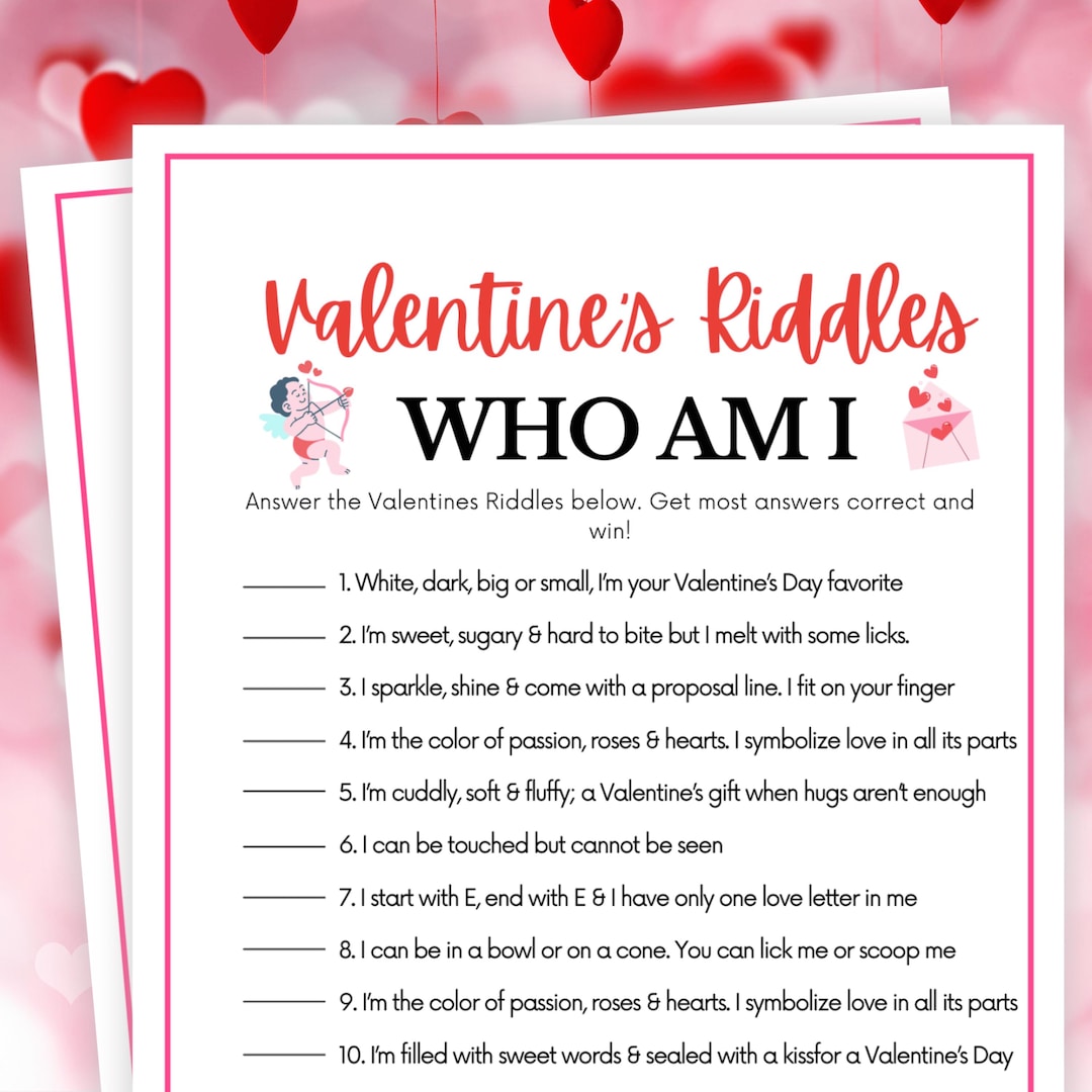 Valentines Day Riddles, Who Am I, Valentines Day Game, Valentines Day ...