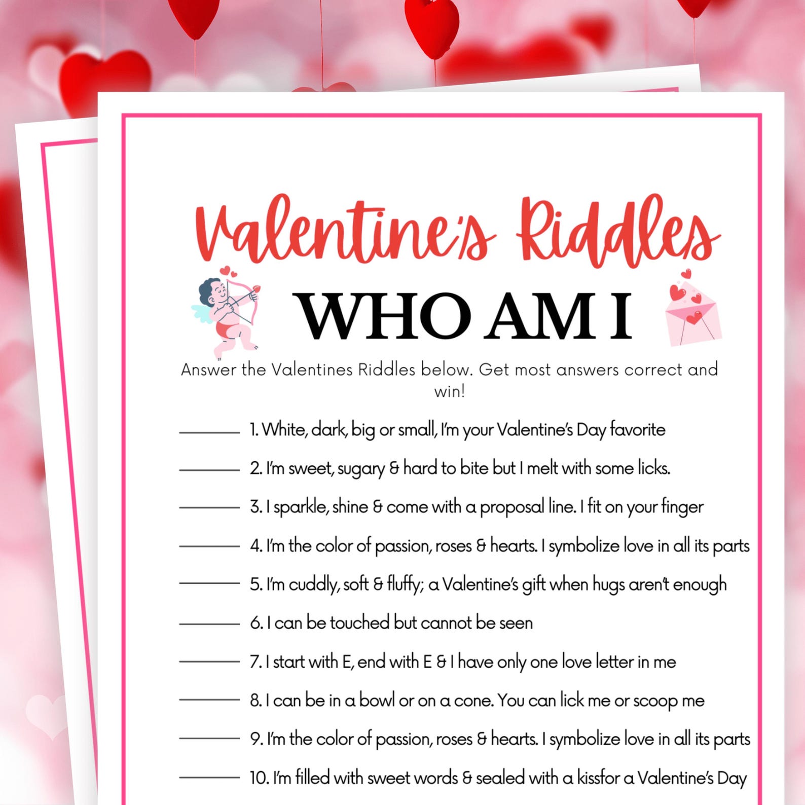Valentines Day Riddles, Who Am I, Valentines Day Game, Valentines Day ...