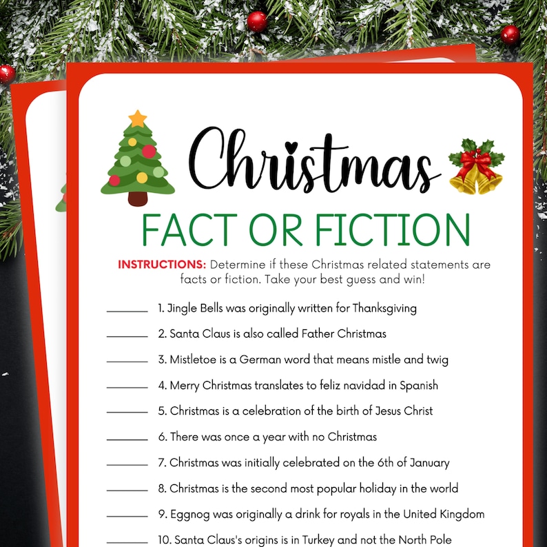 Christmas Games, Fact or Fiction, Christmas Party Games, Holiday Games ...