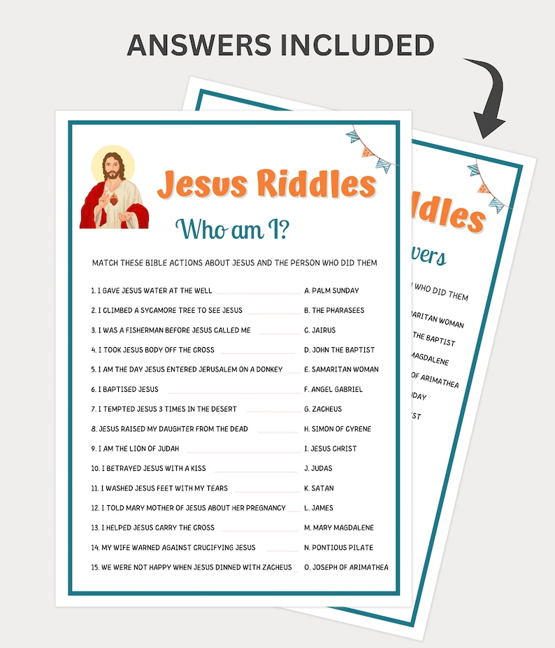Bible Games, Jesus Riddles, Who Am I, Bible Games for Kids & Adults ...