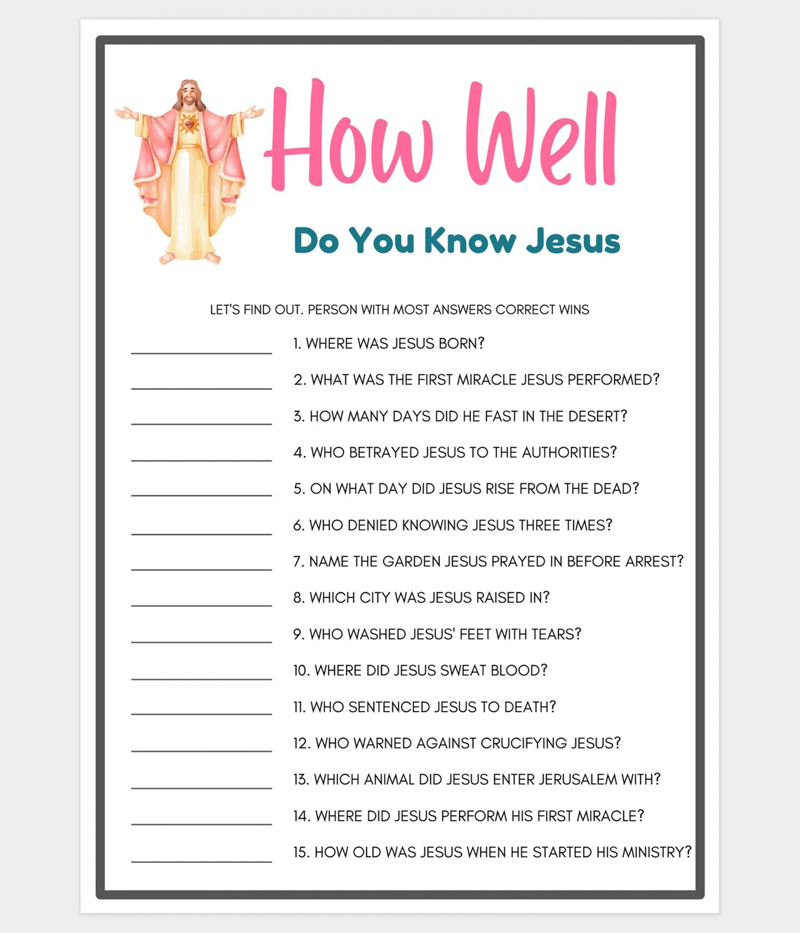 Bible Games How Well Do You Know Jesus Game Bible Games for - Etsy