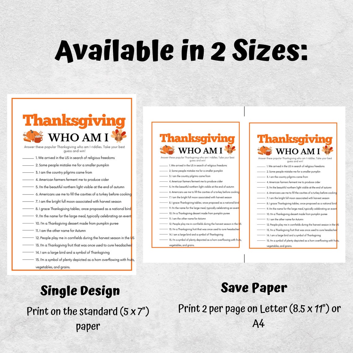 Thanksgiving Games, Who Am I, Thanksgiving Riddles, Printable ...