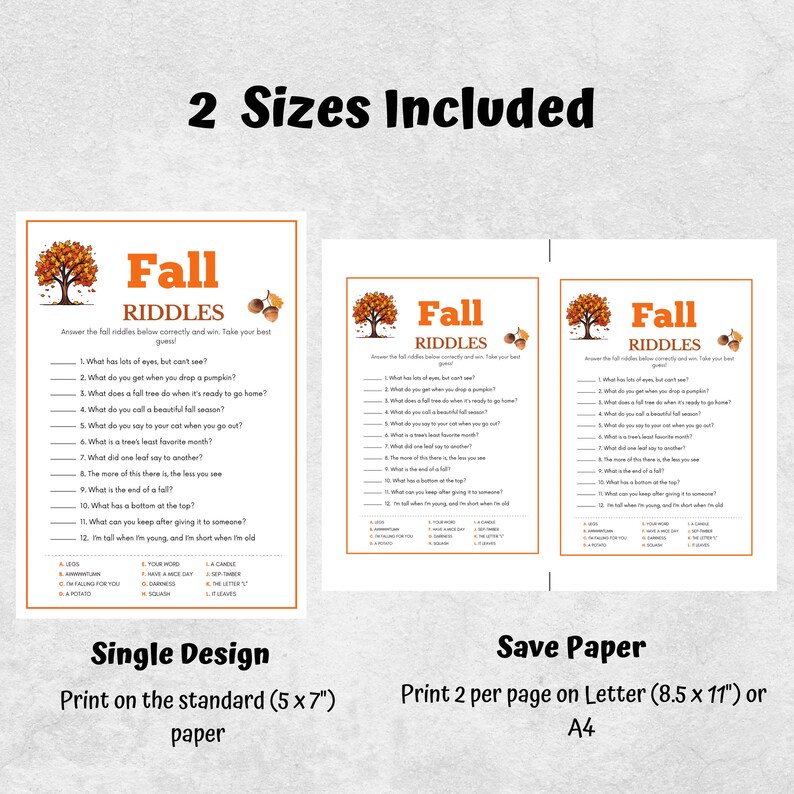 Fall Riddles, Fall Games, Fall Game for Kids, Fall Game for Adults ...