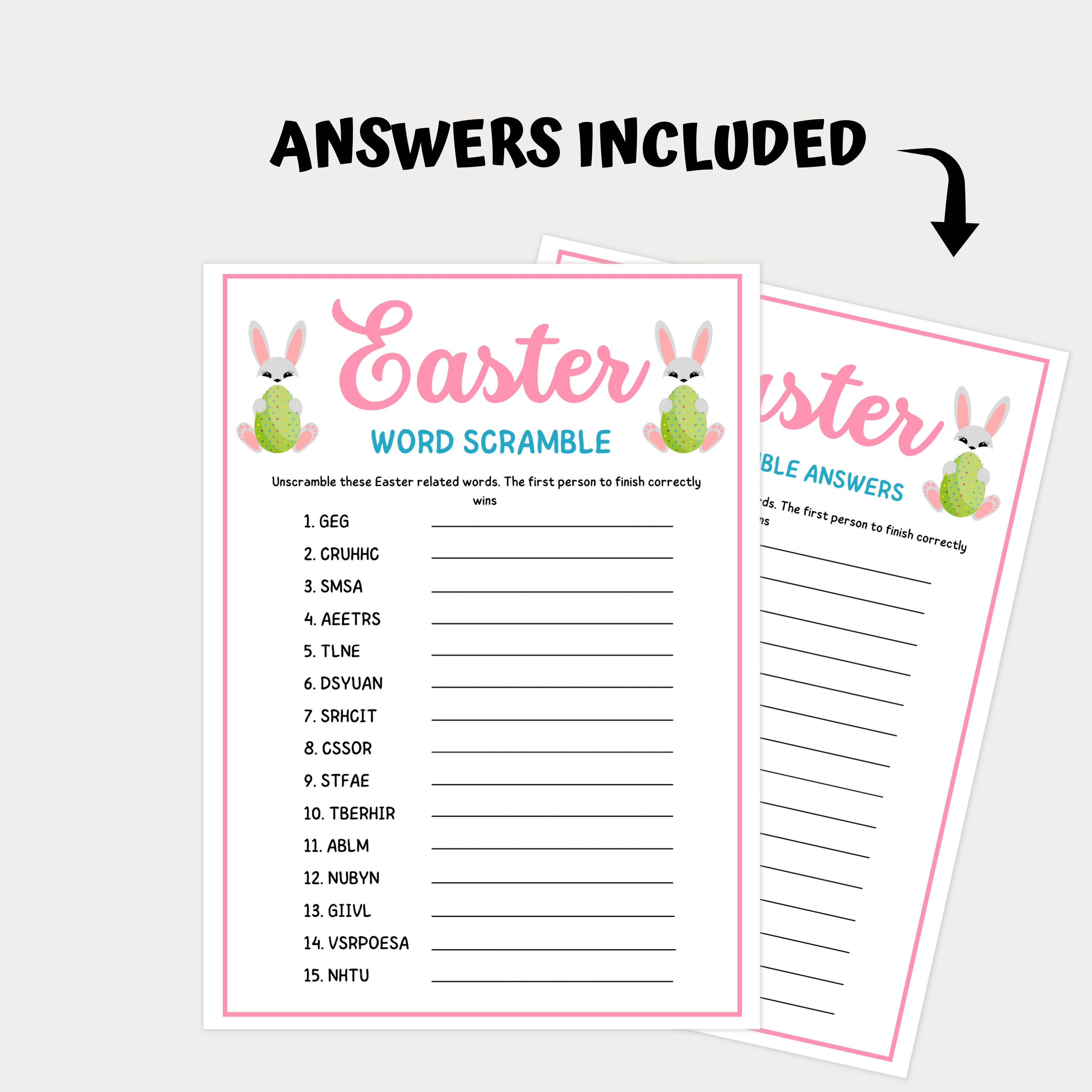 Easter Word Scramble Easter Games Printable Easter Party Games for Kids ...