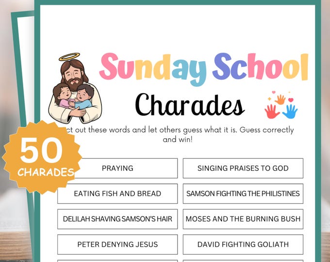 Bible Charades Cards Old Testament Game for Kids, Adults, Sunday School ...
