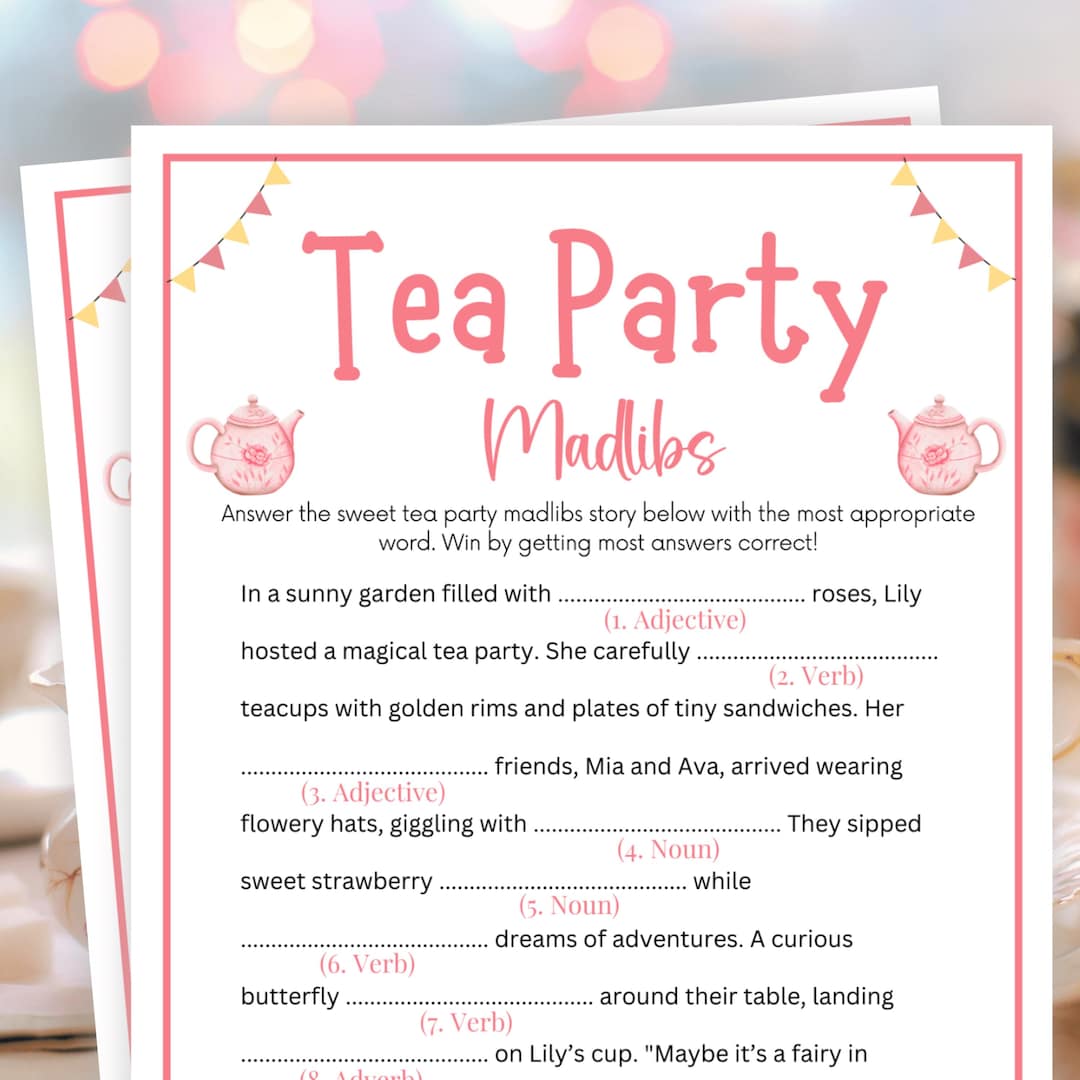 Tea Party Games, Madlibs, Ladies Tea Party Games, Garden Tea Party ...