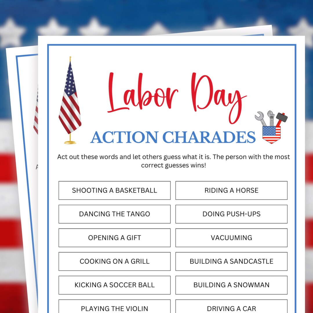 Labor Day Charades, Labor Day Games, Labor Day Party Games, Patriotic ...