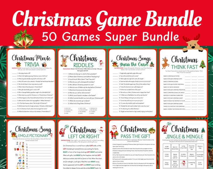 Christmas Games, 50 Game SUPER Bundle, Christmas Party Games, Holiday ...