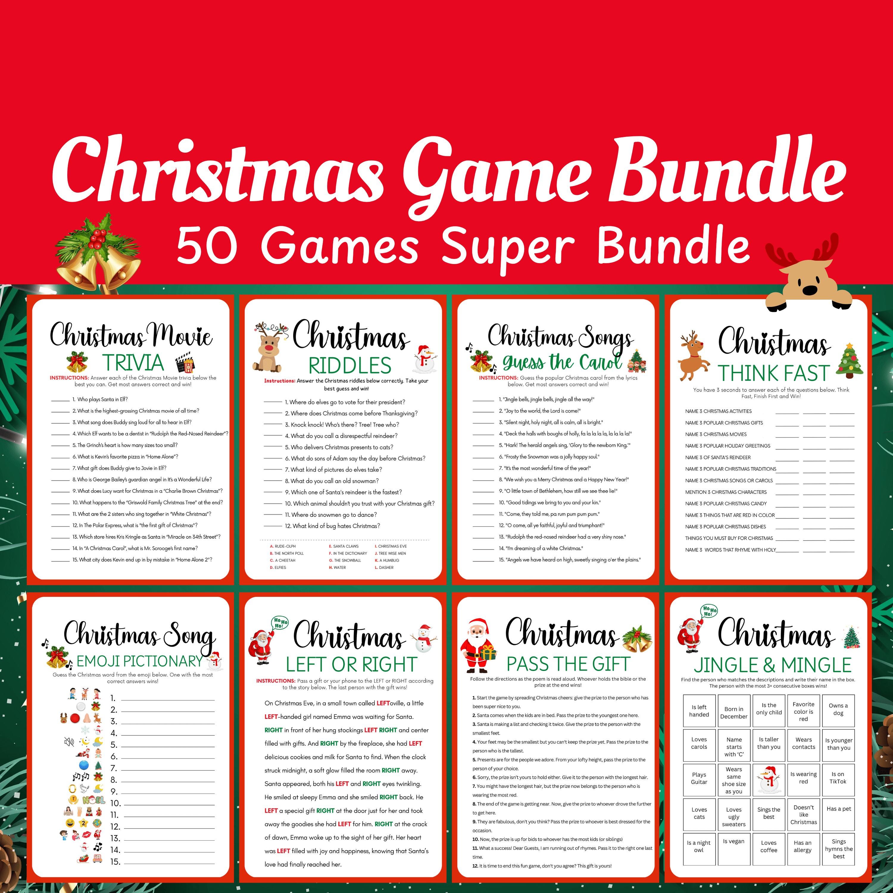 Christmas Games, 50 Game SUPER Bundle, Christmas Party Games, Holiday ...