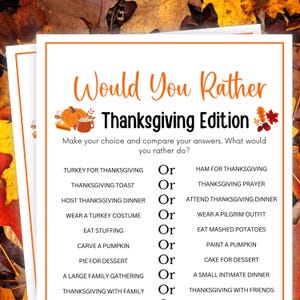 Thanksgiving Games, Would You Rather, Thanksgiving Party Games ...