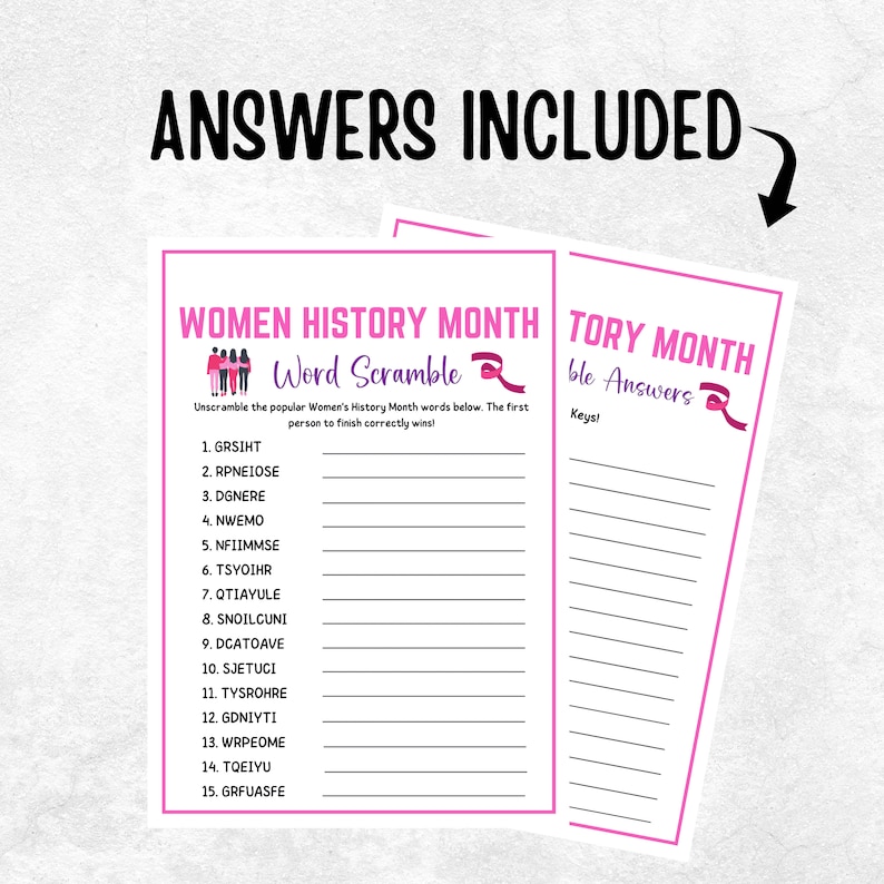Womens History Month Games, Womens History Month Word Scramble, Women's ...