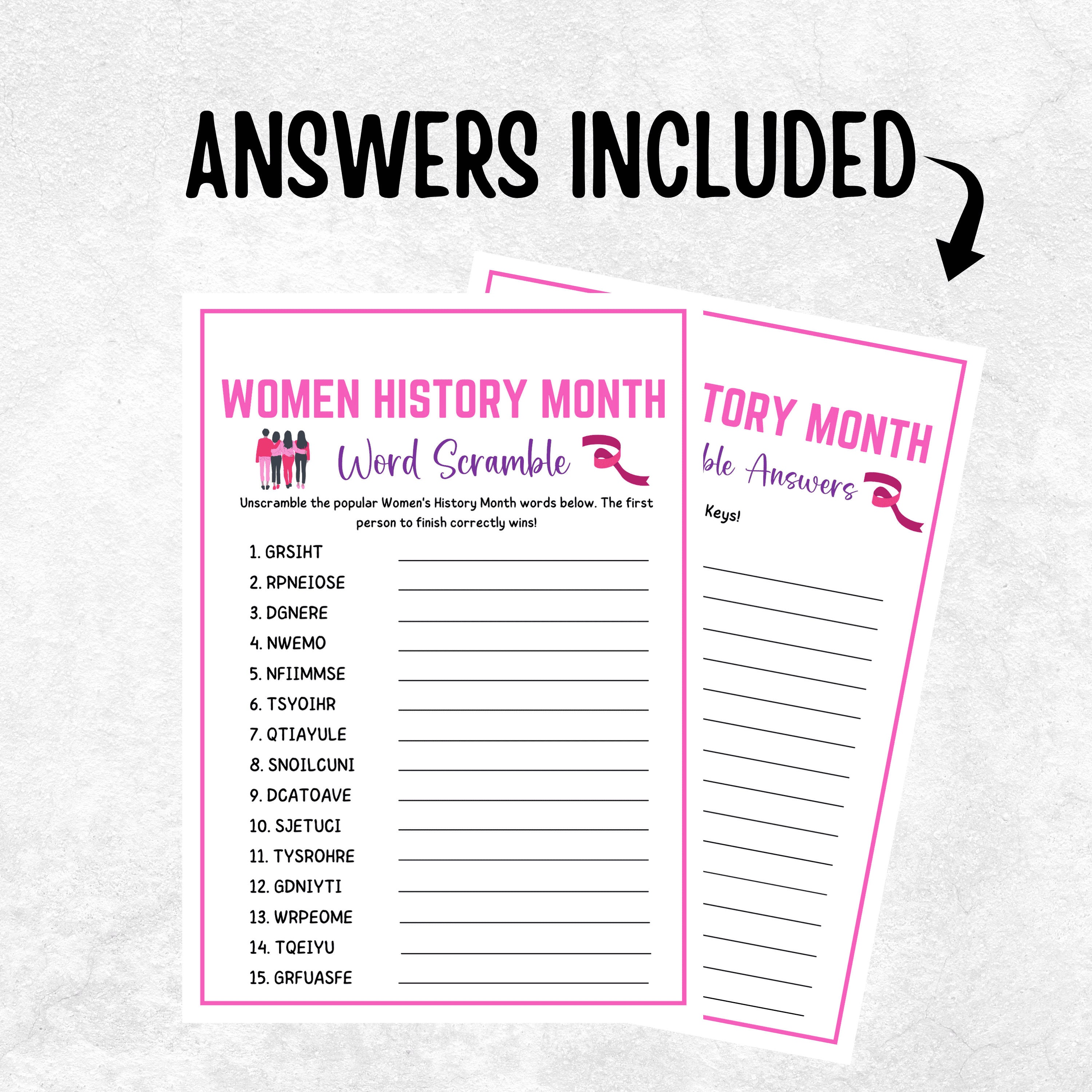 Womens History Month Games, Womens History Month Word Scramble, Women's ...