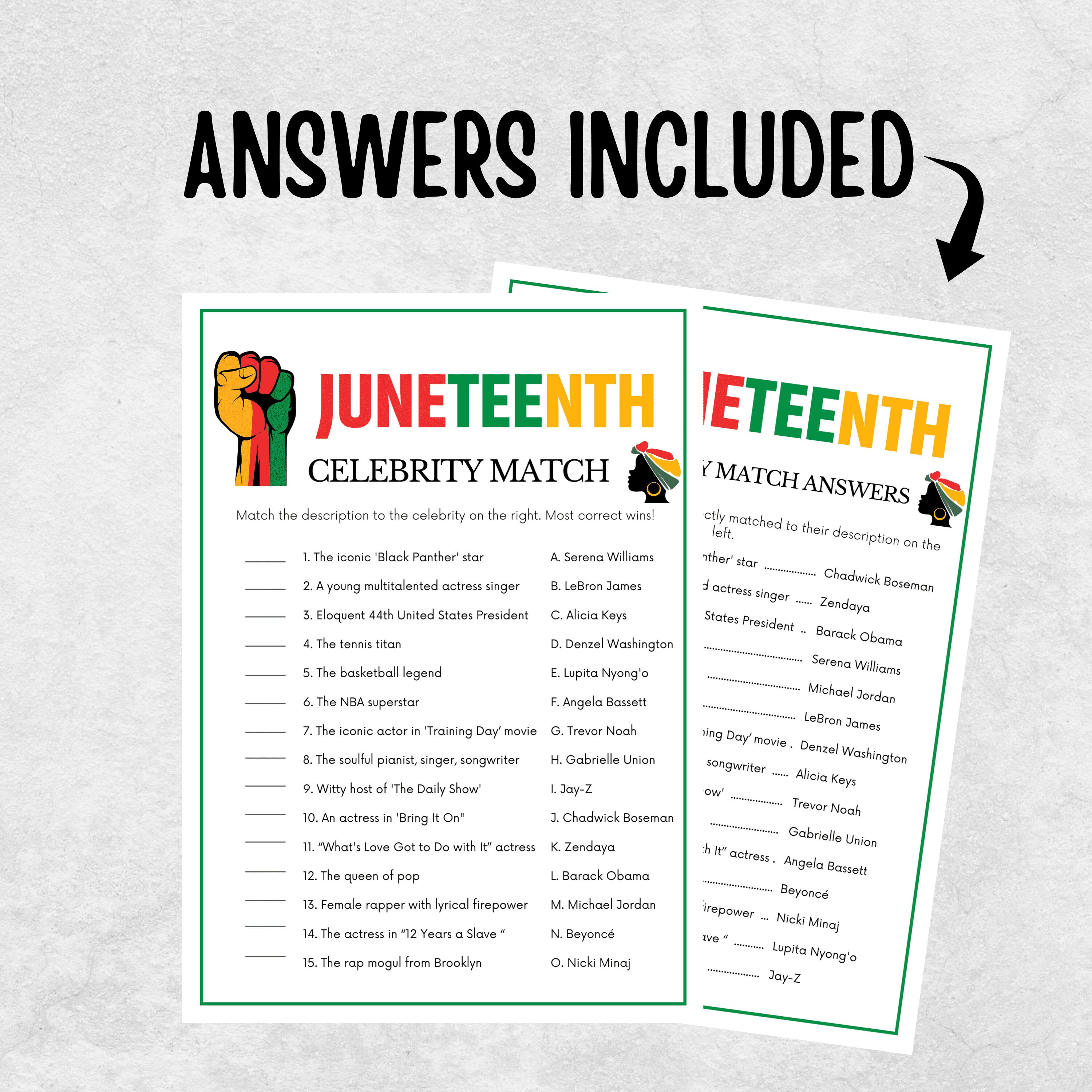 Juneteenth Games, Juneteenth Celebrity Match, Black History Games ...