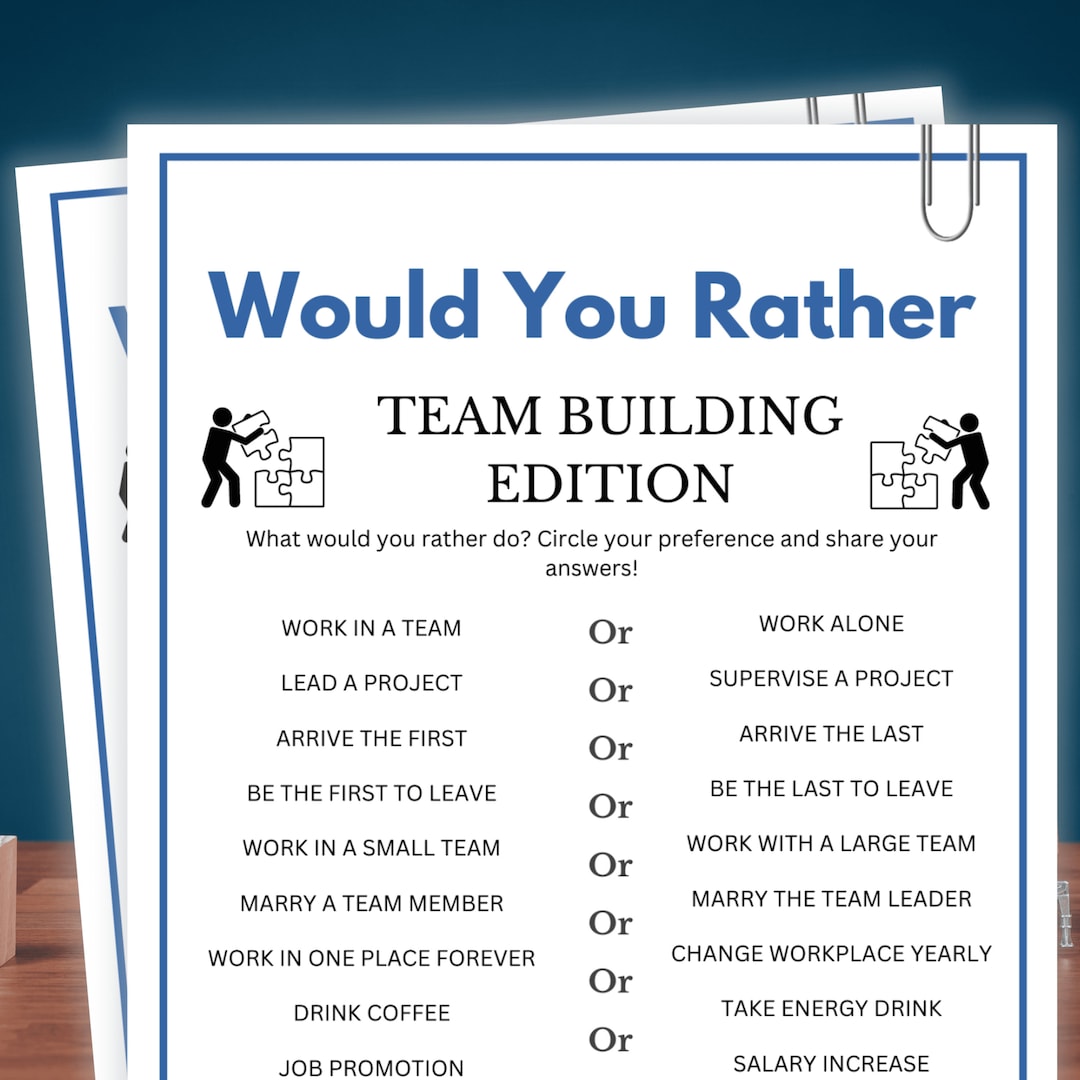 Team Building Would You Rather Questions, Team Building Games, Activity ...