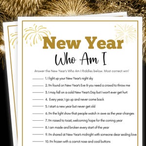 New Year Trivia, Who Am I, New Year Games, New Year Party Games, New ...