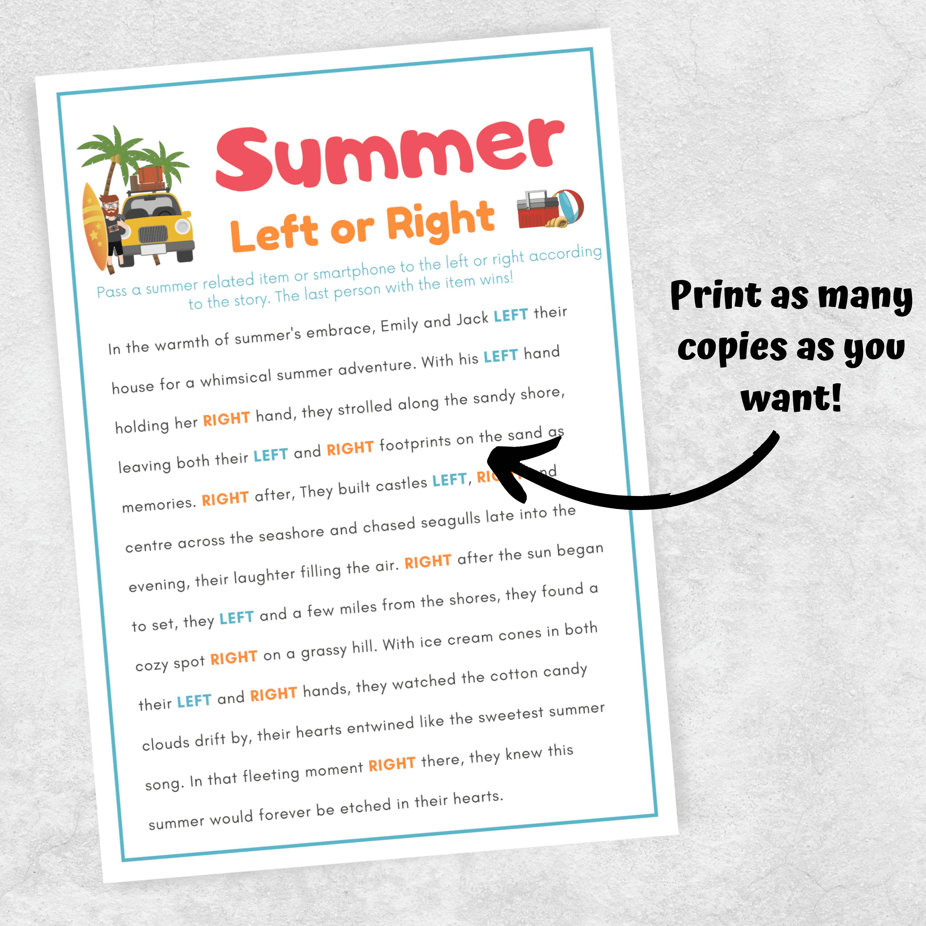 Summer Left or Right, Summer Games, Summer Games for Kids, Summer ...