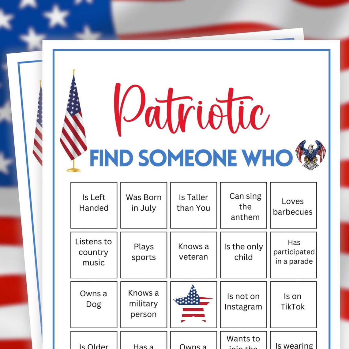 Patriotic Party Games, Find Someone Who, Patriotic Games, Patriot Day ...