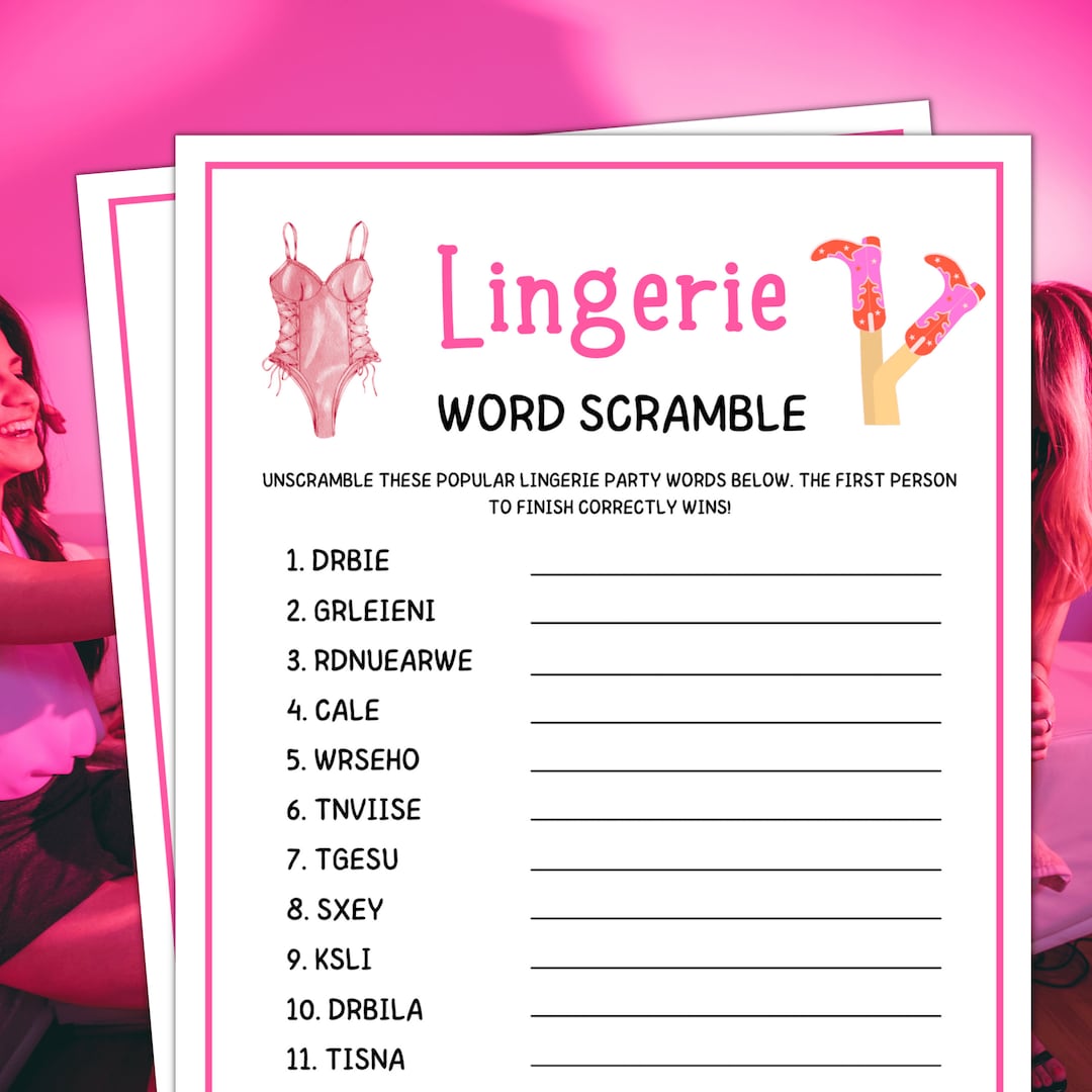 Lingerie Party Games, Lingerie Word Scramble, Lingerie Games, Hen Party ...