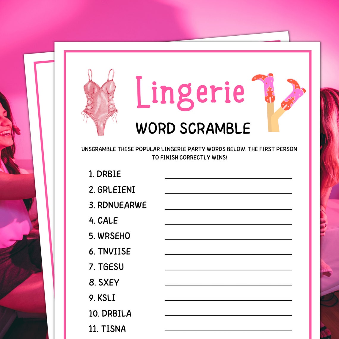Lingerie Party Games, Lingerie Word Scramble, Lingerie Games, Hen Party ...