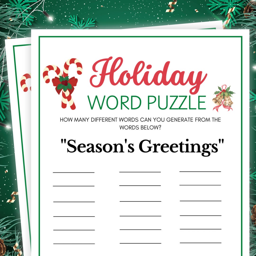 Seasons Greetings Word Scramble, Holiday Games, Holiday Office Party ...
