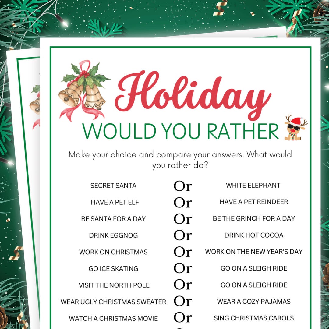 Holiday Games, Would You Rather, Holiday Party Games, Christmas Games ...