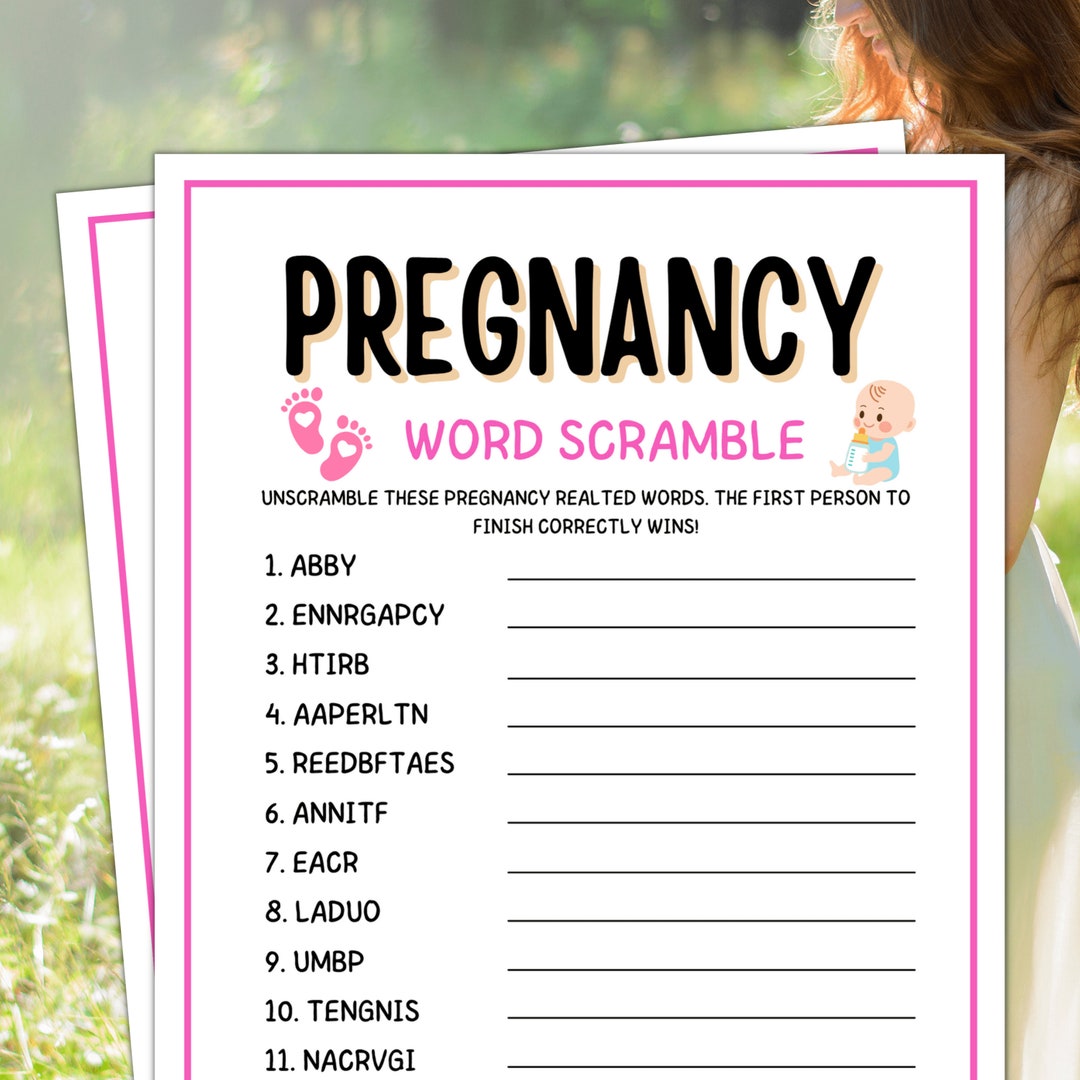 Pregnancy Games, Word Scramble, Pregnancy Party Games, Maternity Games ...