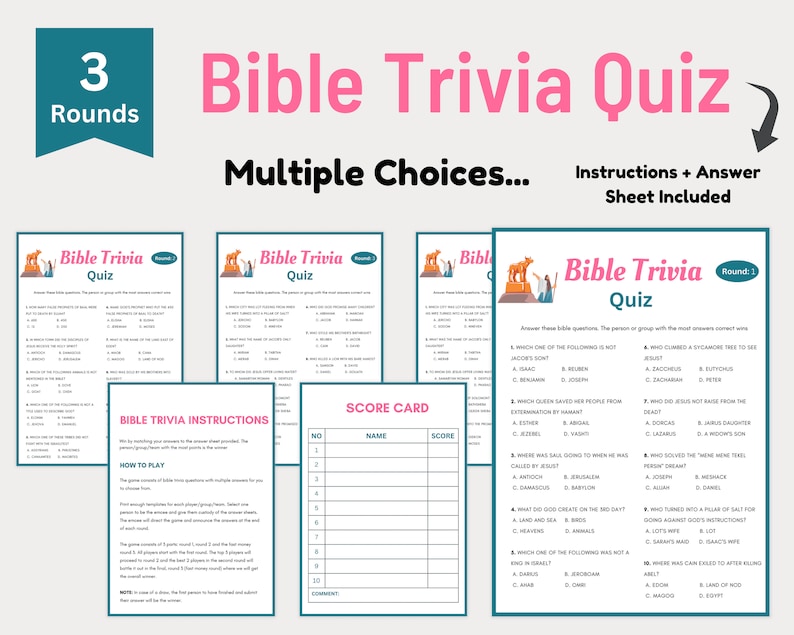 Bible Games, Trivia Bundle, Womens Ministry Games, Bible Games for Kids ...
