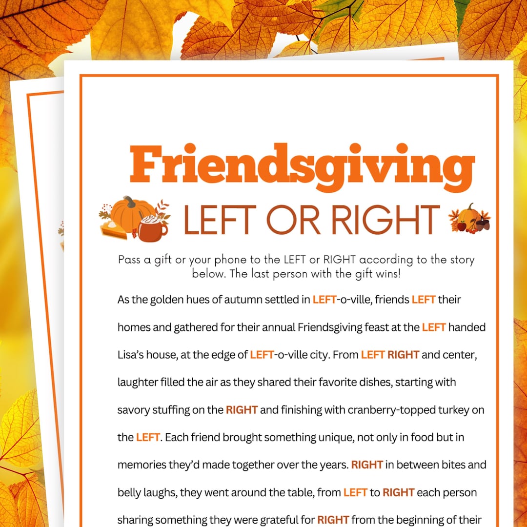 Friendsgiving Games, Left or Right, Friendsgiving Party Games ...
