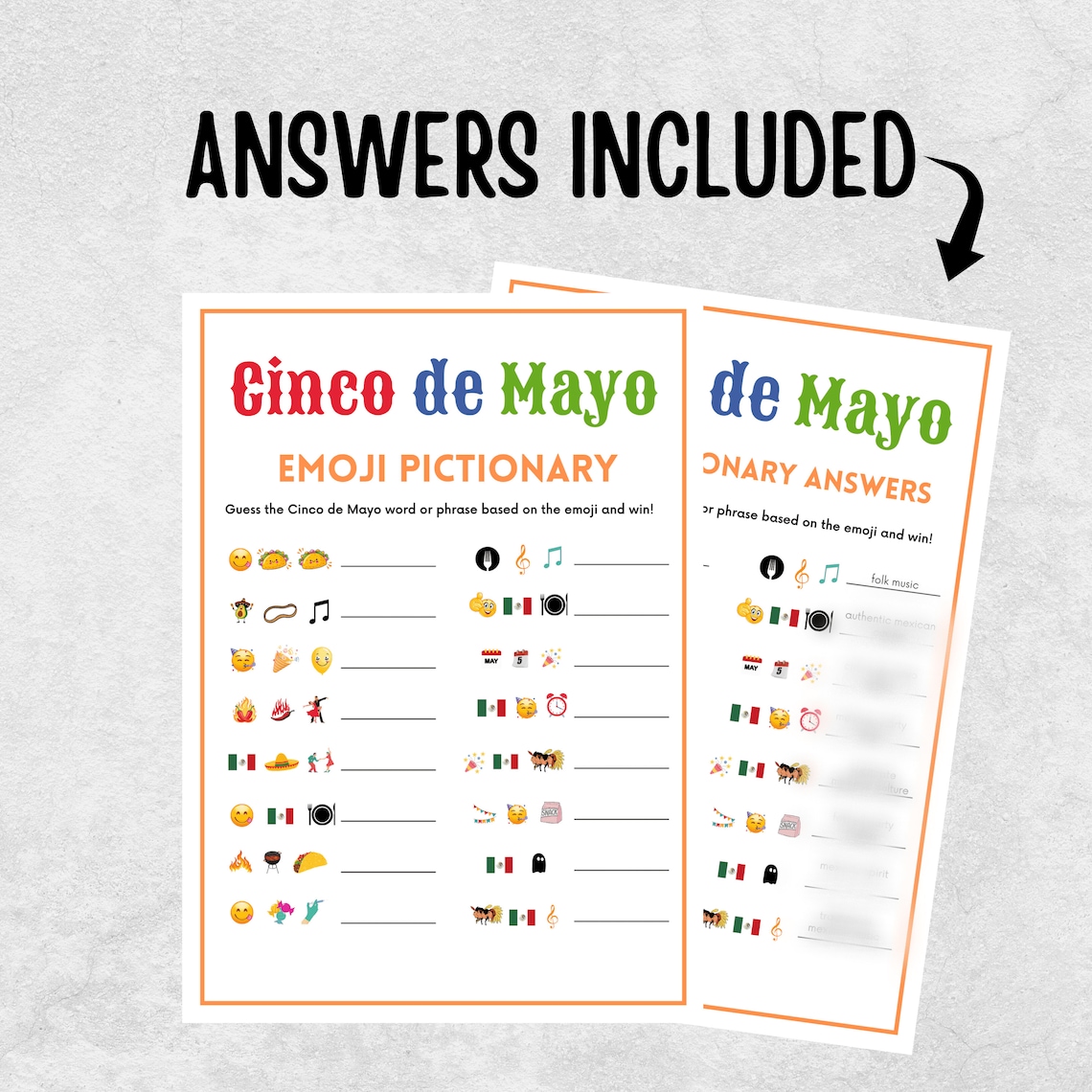 Cinco De Mayo Trivia, EMOJI Pictionary, Cinco De Mayo Party Games for ...