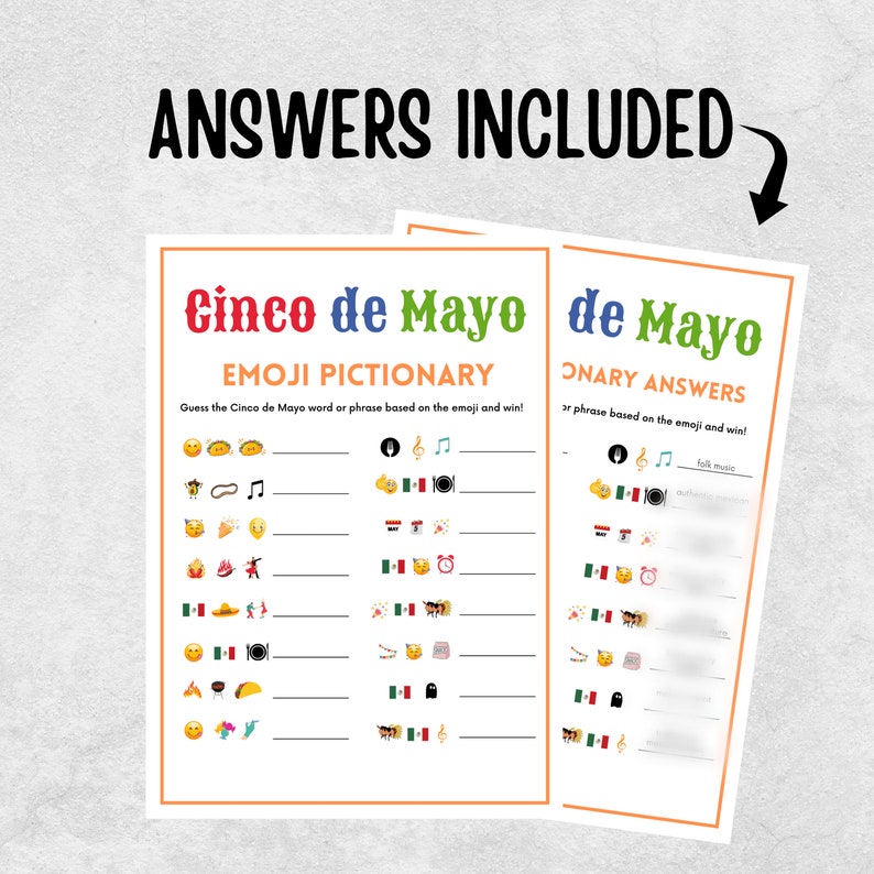 Cinco De Mayo Trivia, EMOJI Pictionary, Cinco De Mayo Party Games for ...
