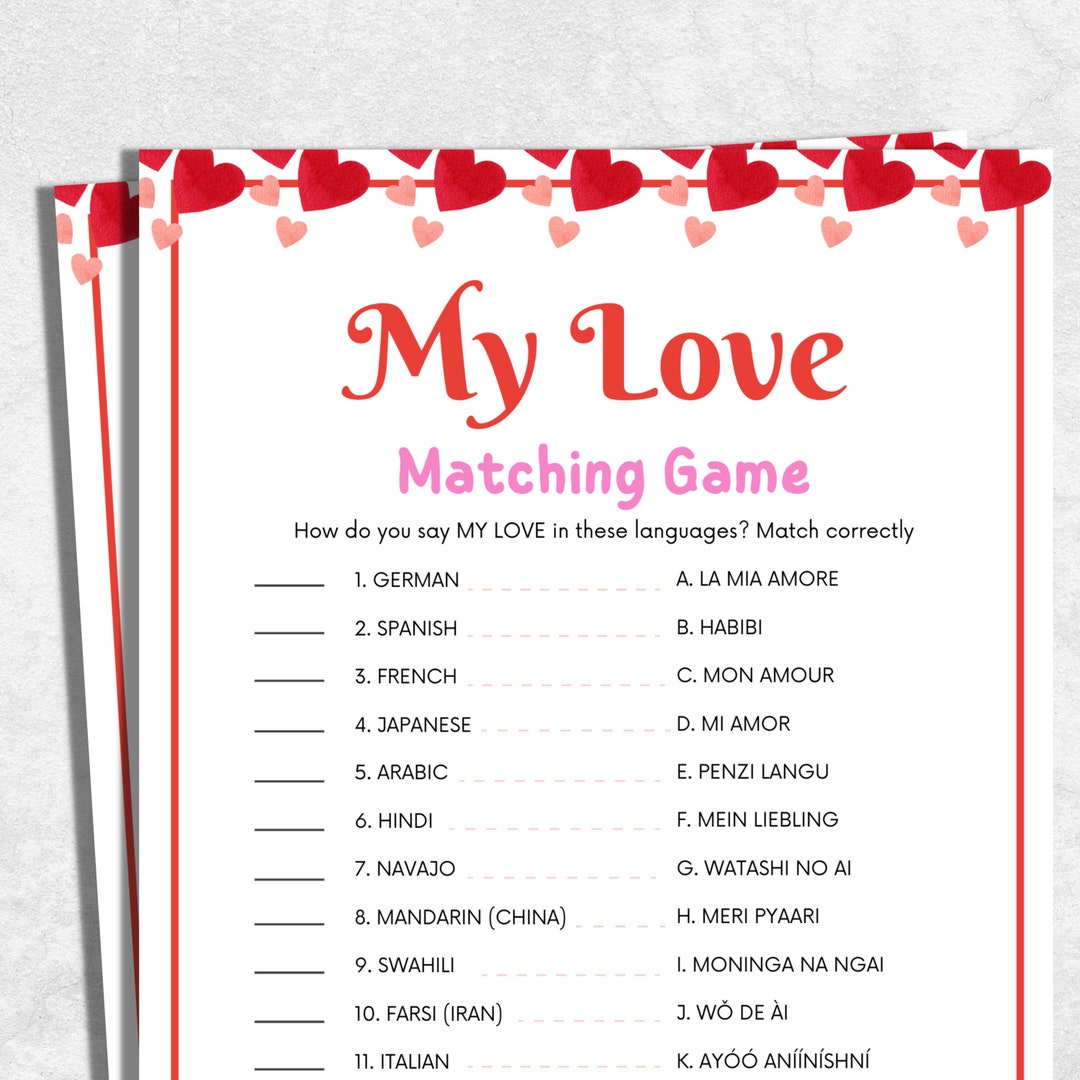 My Love Matching Game, Valentines Day Games, My Love Around the World ...