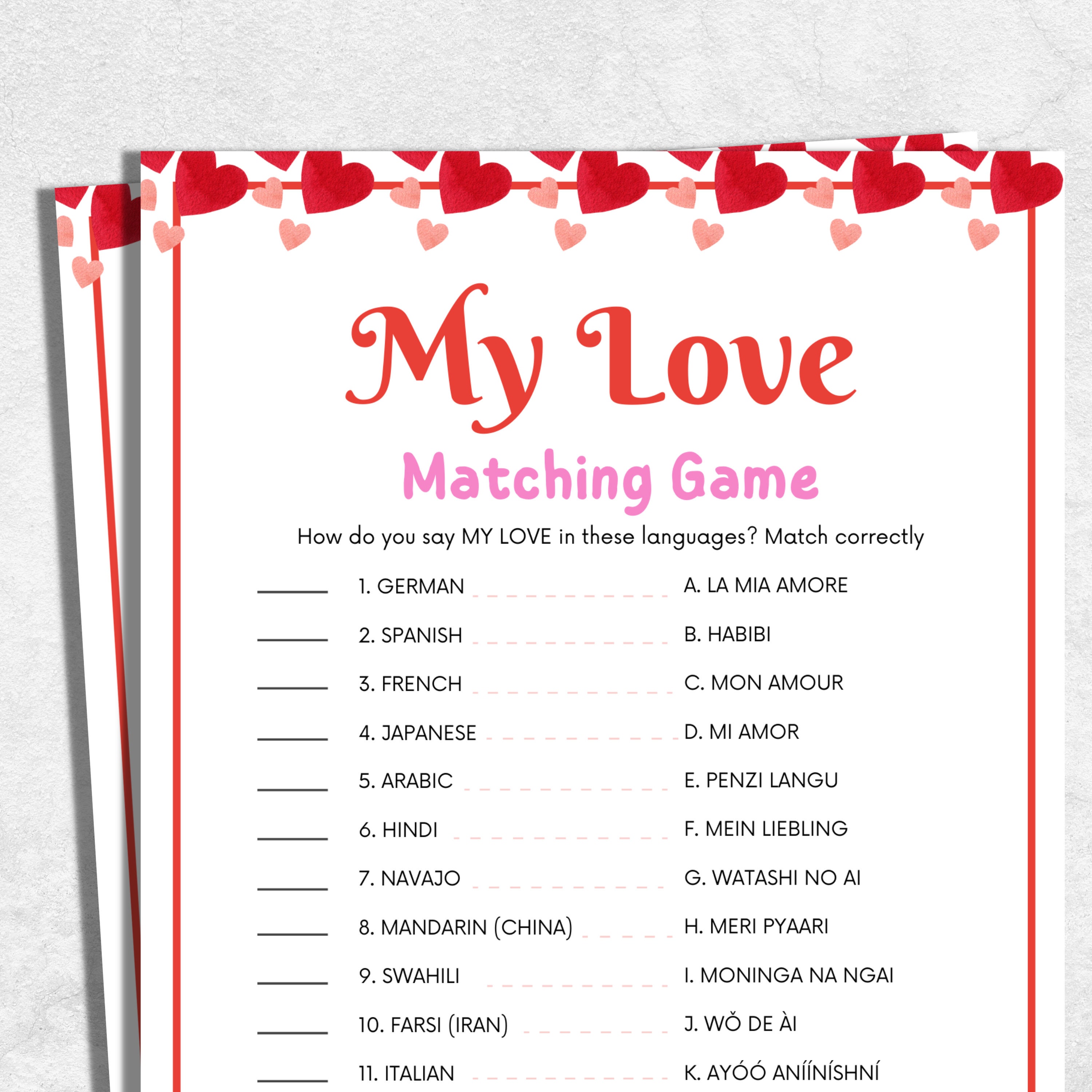 My Love Matching Game, Valentines Day Games, My Love Around the World ...