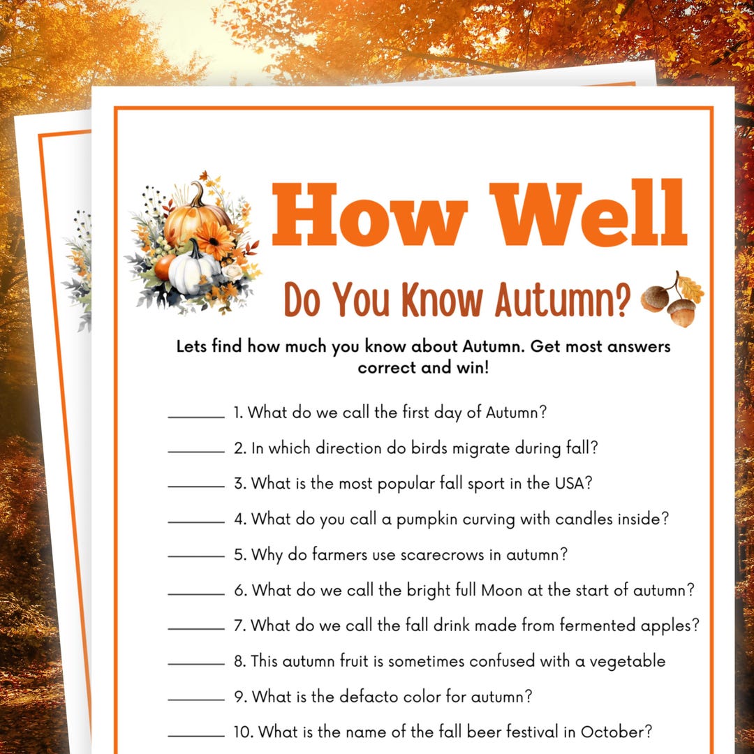 Fall Games, How Well Do You Know Autumn, Fall Game for Kids, Fall Game ...