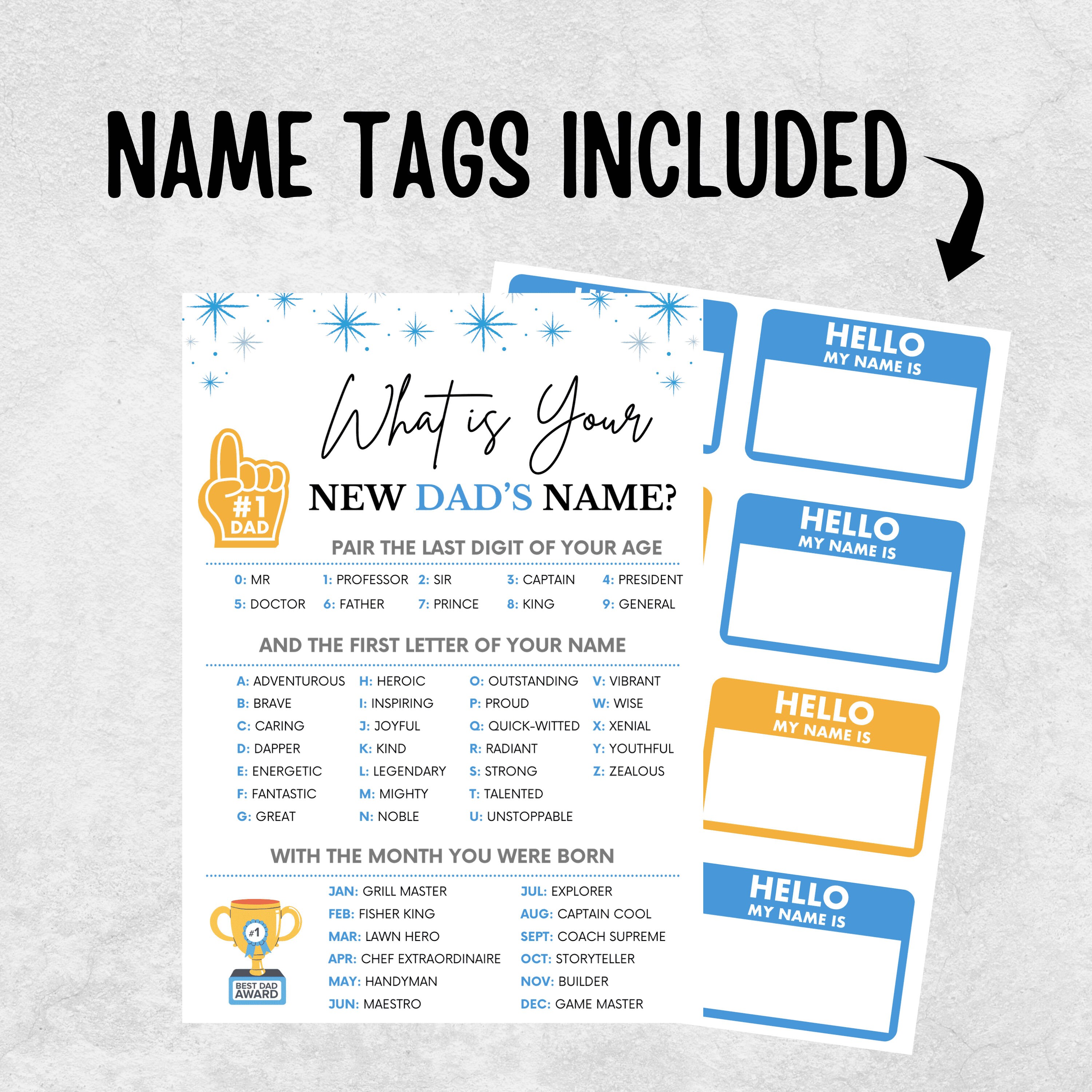 Fathers Day Games, What is Your New Dads Name?, Fathers Day Games for ...