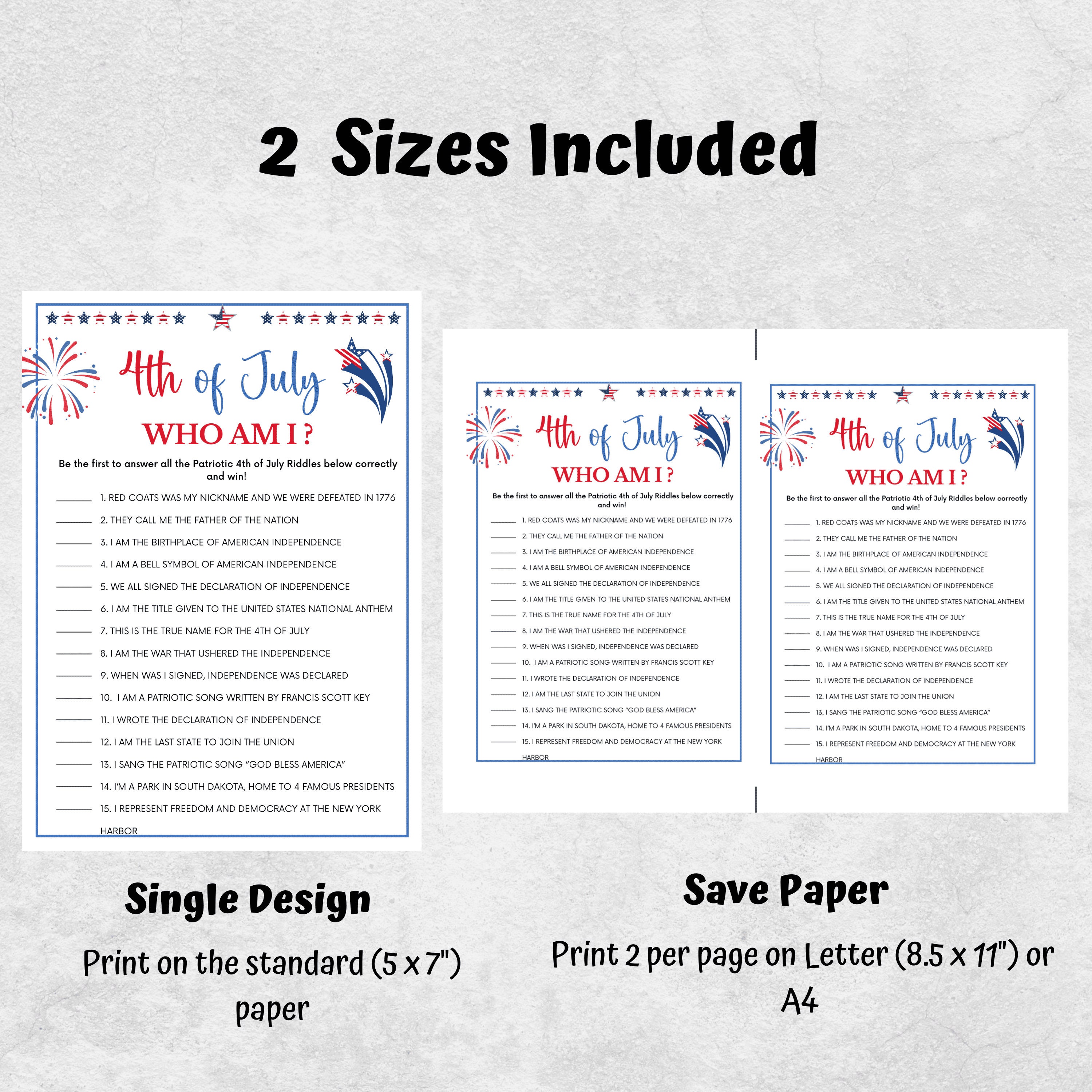 4th of July Games, Who Am I Riddles, 4th of July Party Games ...