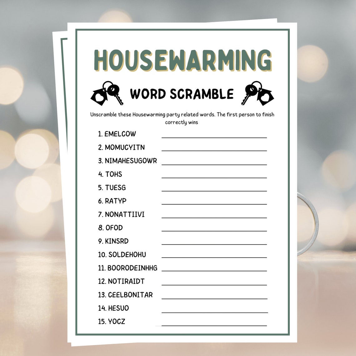Housewarming Party Word Scramble, House Warming Party Games, Printable ...