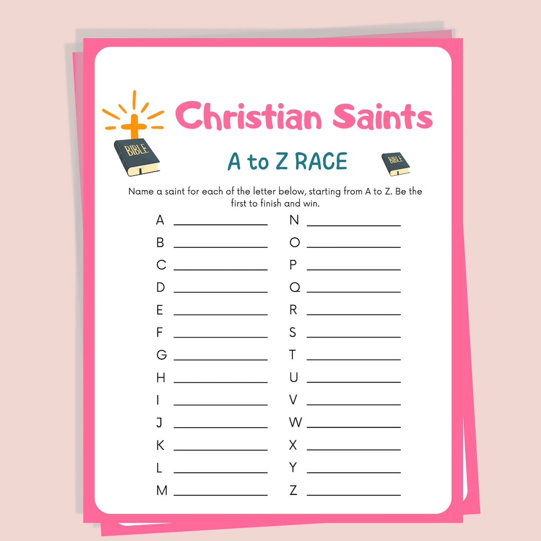 Bible Games, Saints A to Z Word Race, All Saints Day Games, Bible ...