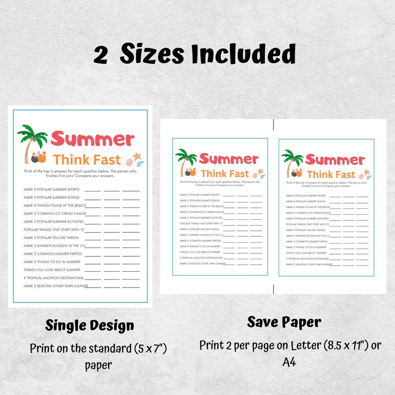 Summer Trivia, Think Fast, Summer Party Games for Kids, Summer Birthday ...