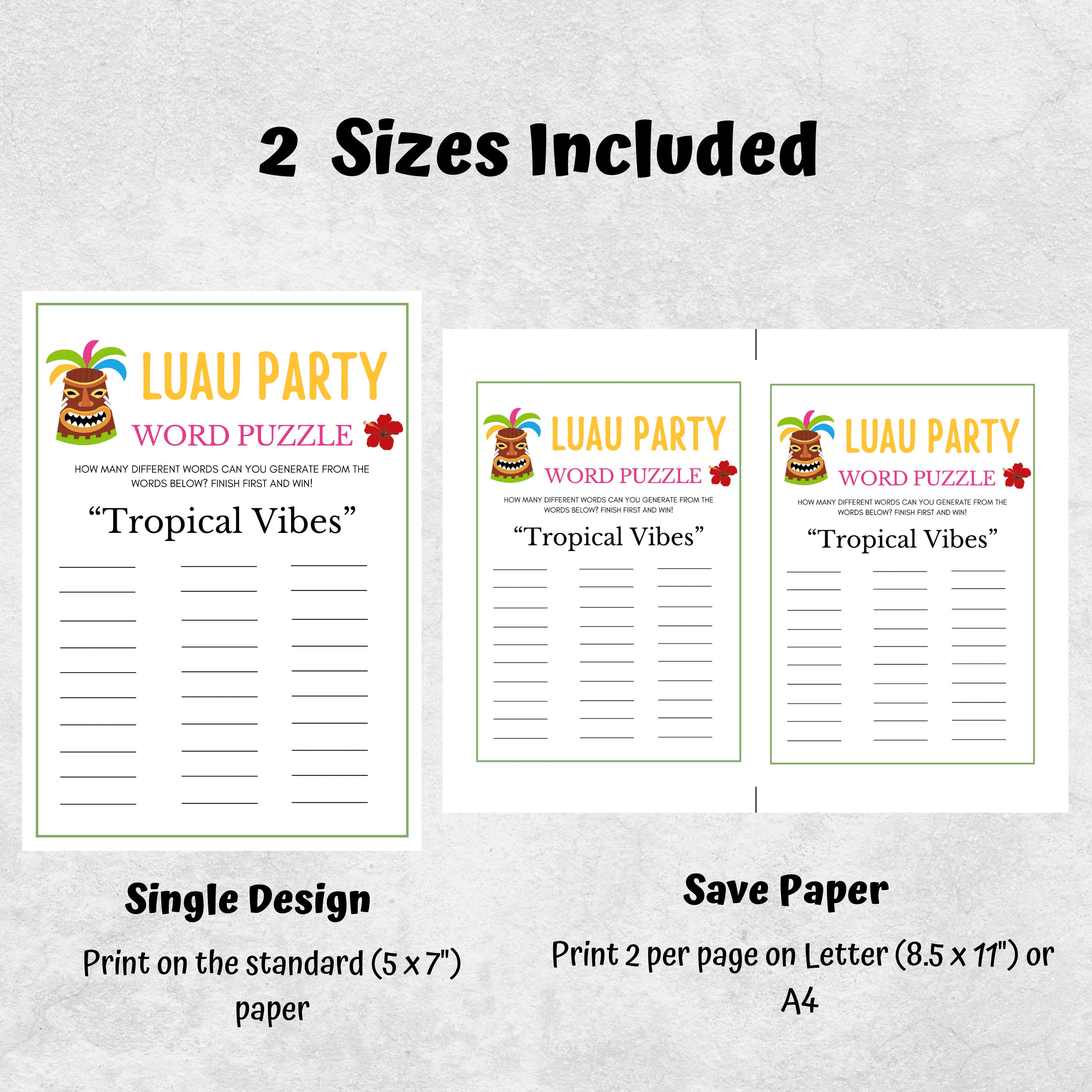 Luau Games, Word Puzzle, Luau Party Games, Aloha Party Games, Hawaiian ...